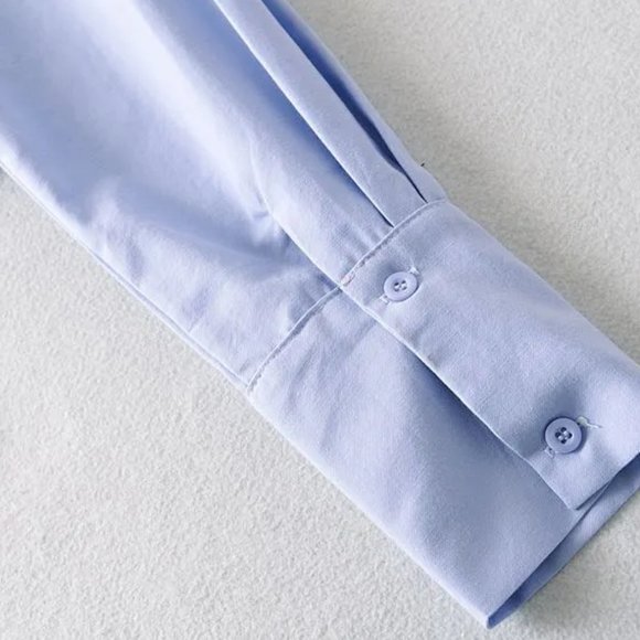 Tops | New With Tags Light Blue Cropped Button Up Collar Shirt | Poshmark